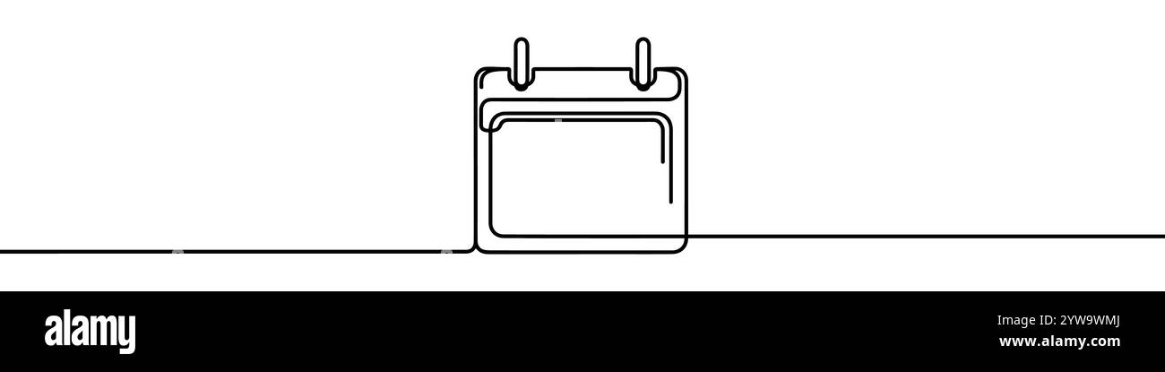 One continuous line illustration of a calendar, isolated on white ...