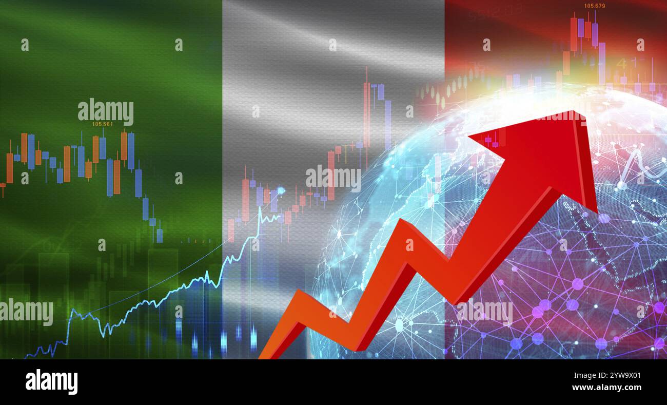 Global financial growth with Italy flag. Financial growth with Italy ...