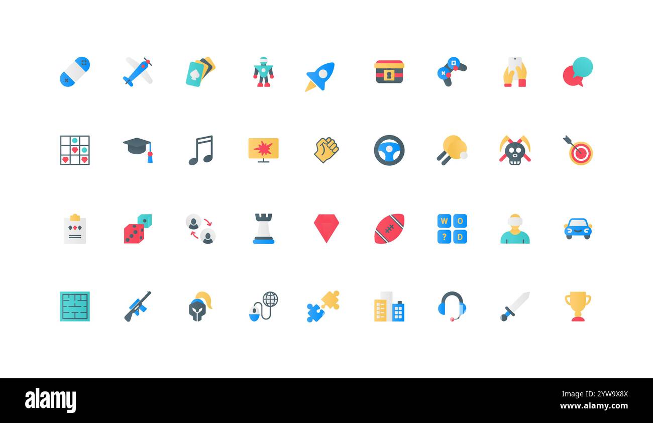 Video game and entertainment, electronic devices of gamer, genres color ...