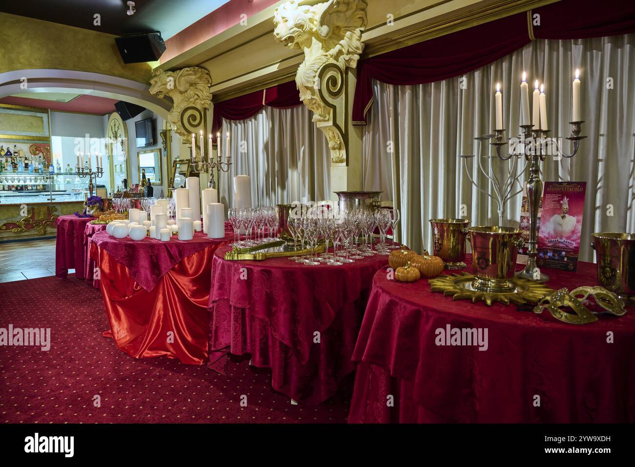 Pompously set tables at a gala ball during a performance (Great Gala ...