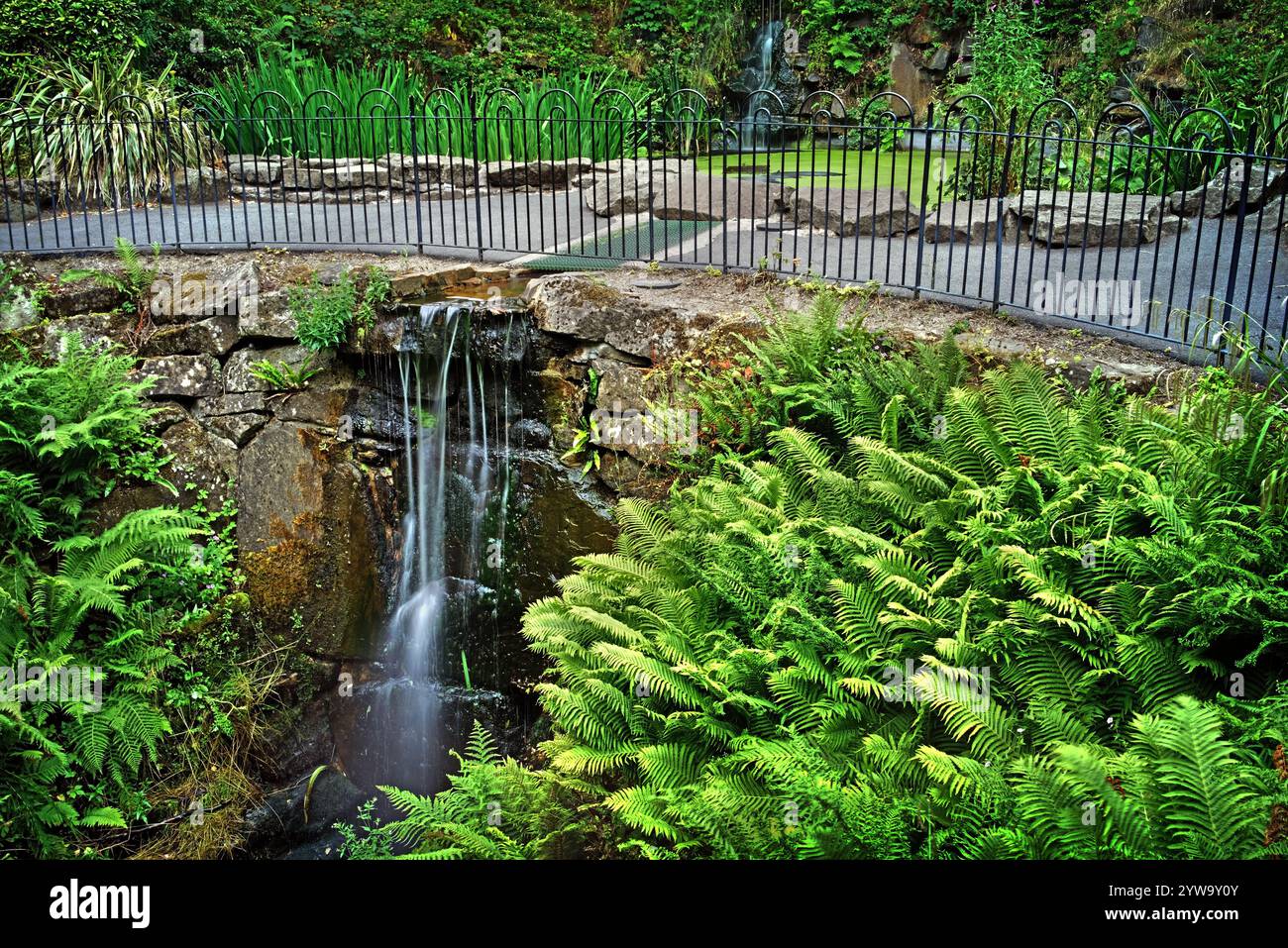 UK, West Yorkshire, Huddersfield, Beaumont Park, Waterfalls Stock Photo ...