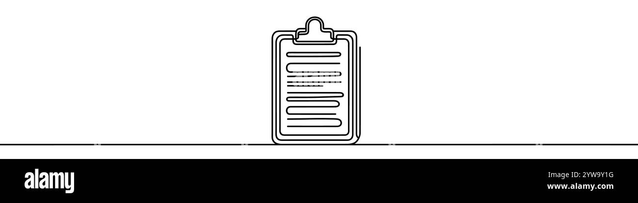 One continuous line illustration of a checklist, isolated on white ...