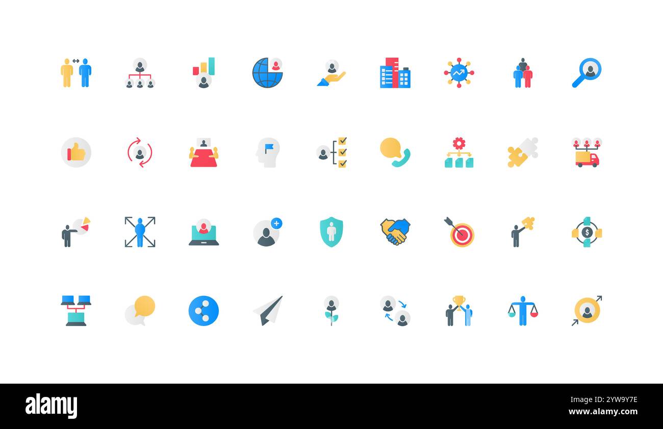 Cooperation and teamwork in corporate company, team management color ...