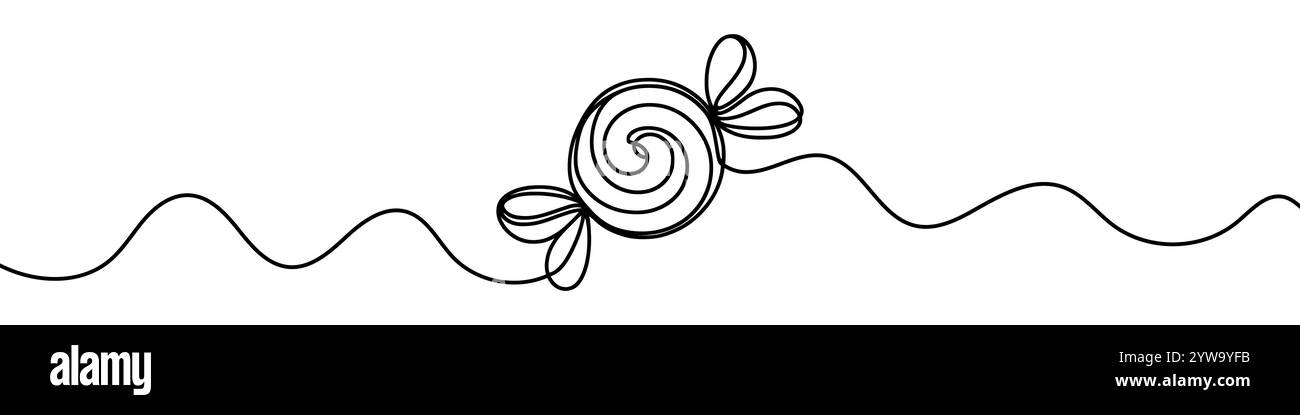 One continuous line illustration of a candy, isolated on white ...