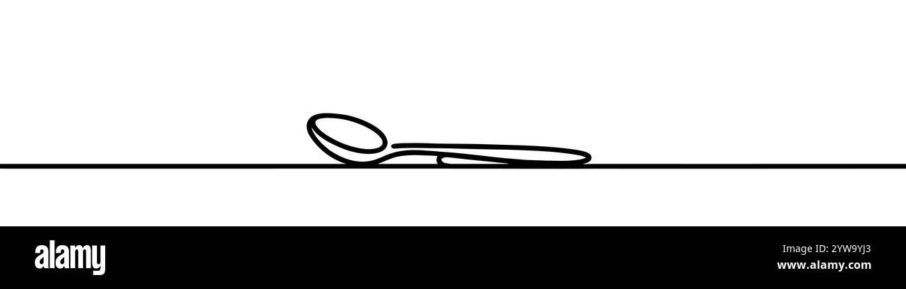 Continuous editable line drawing of spoon. One line drawing of spoon ...