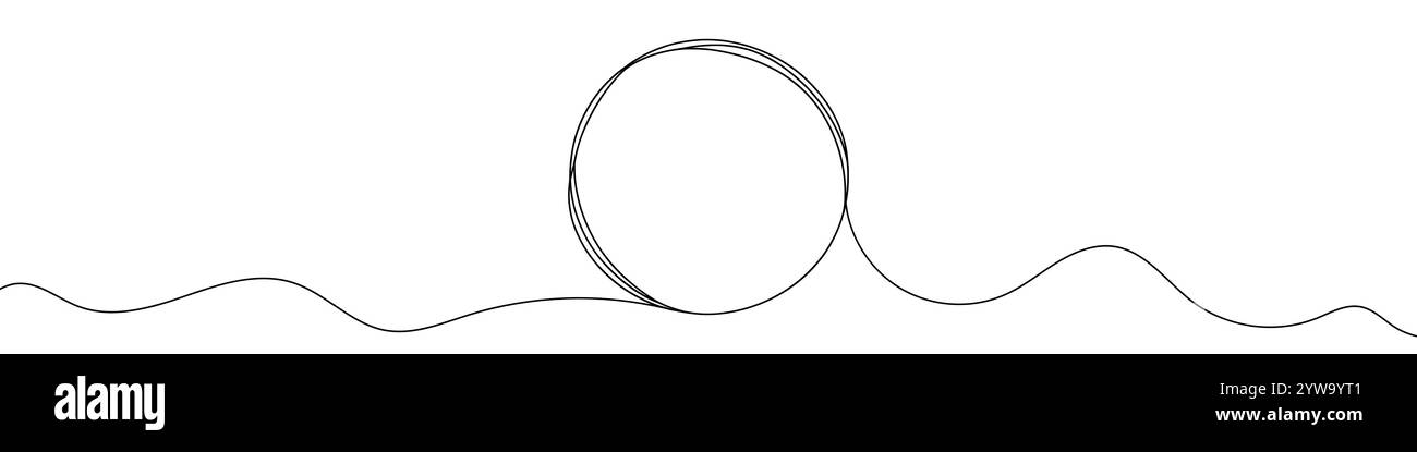 One continuous line illustration of a round frame, isolated on white ...