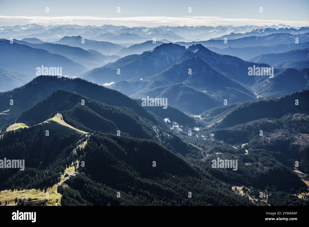 Aerial view, bird's eye view, Alps near Garmisch-Partenkirchen, Upper ...