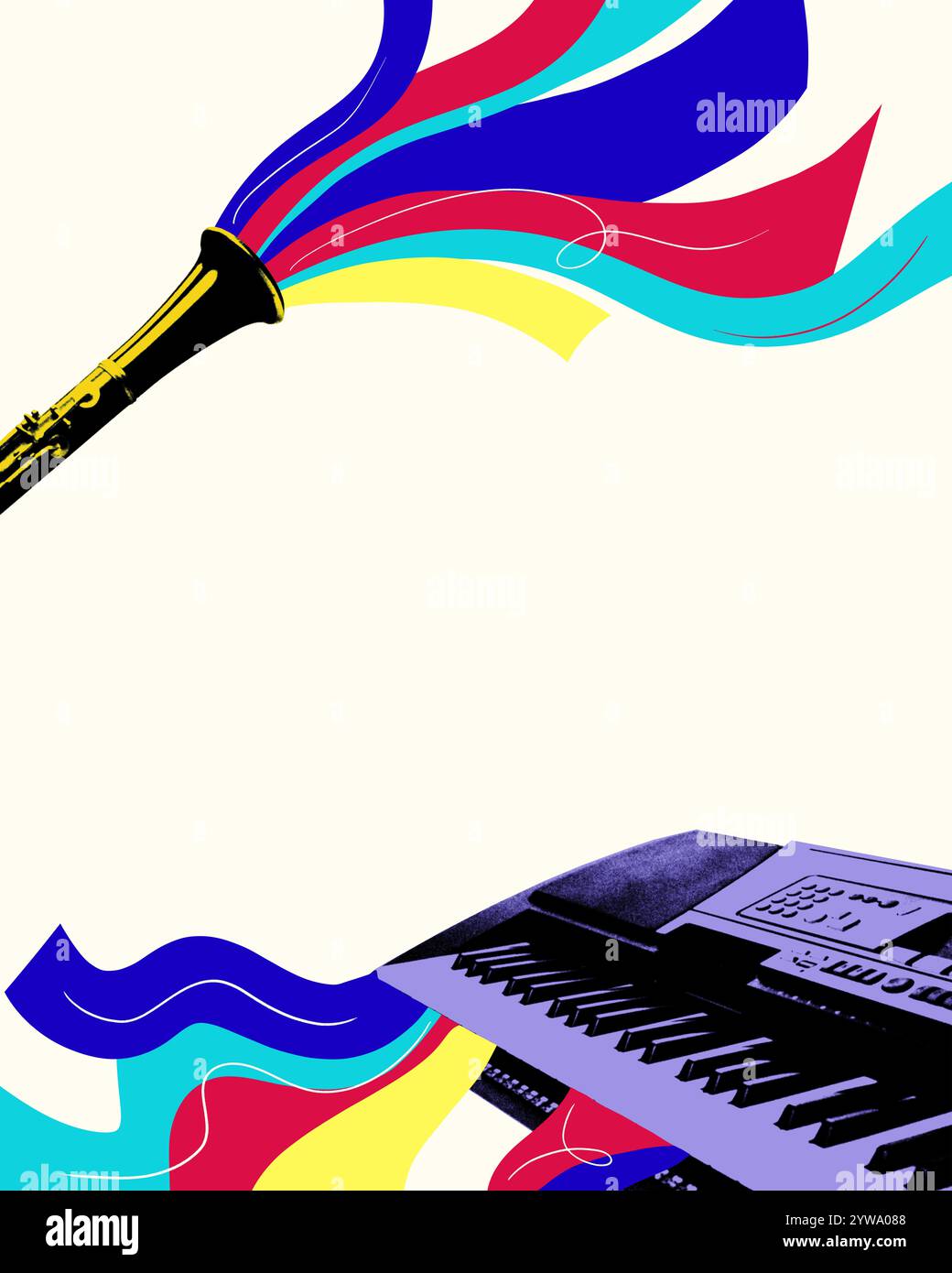 Clarinet and Keyboard Duet against light background with abstract ...