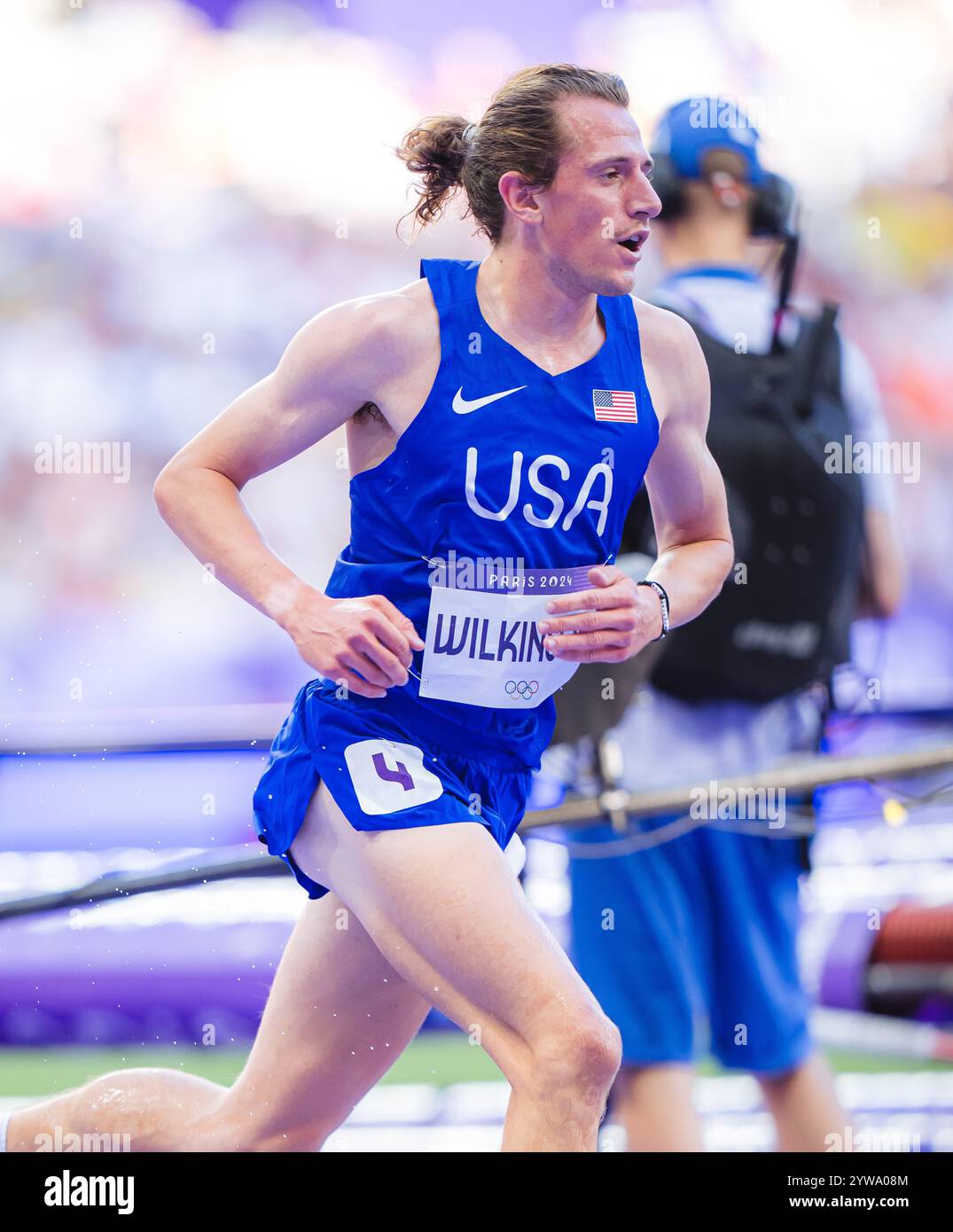 Matthew Wilkinson participating in the 3000 metres steeplechase at the ...