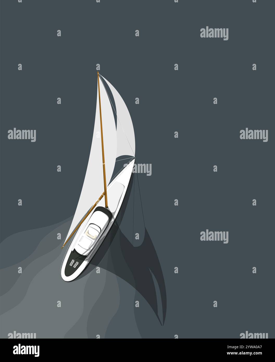 Modern sail yacht drawing, vector template Stock Photo - Alamy