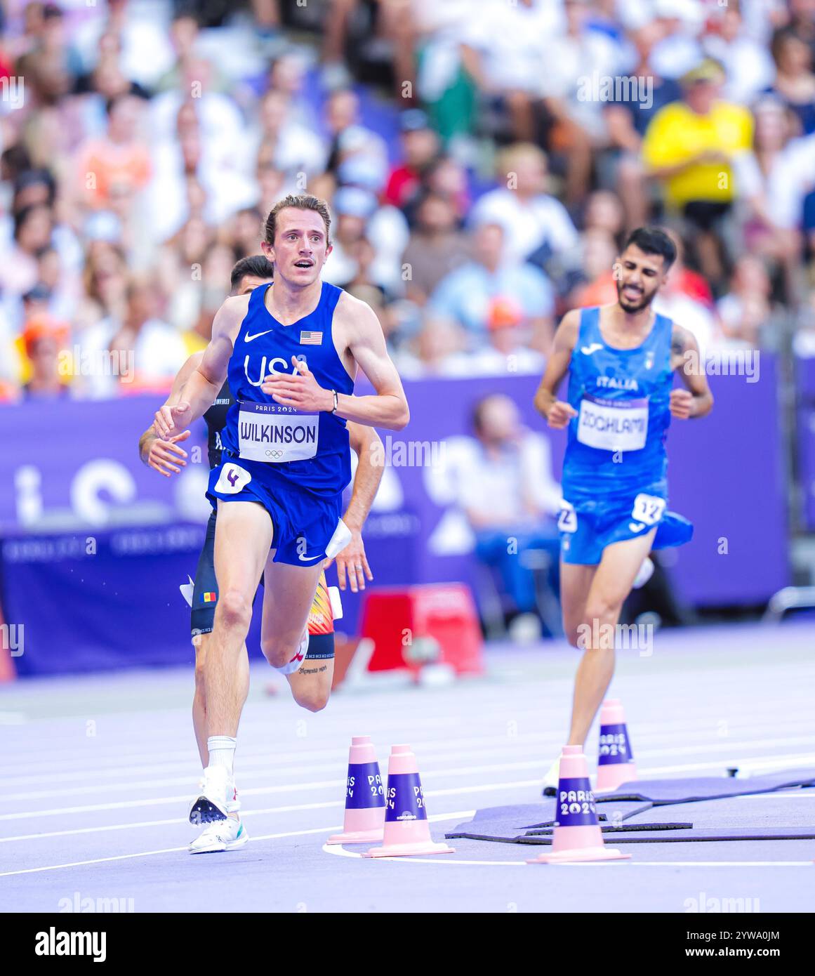 Matthew Wilkinson participating in the 3000 metres steeplechase at the ...
