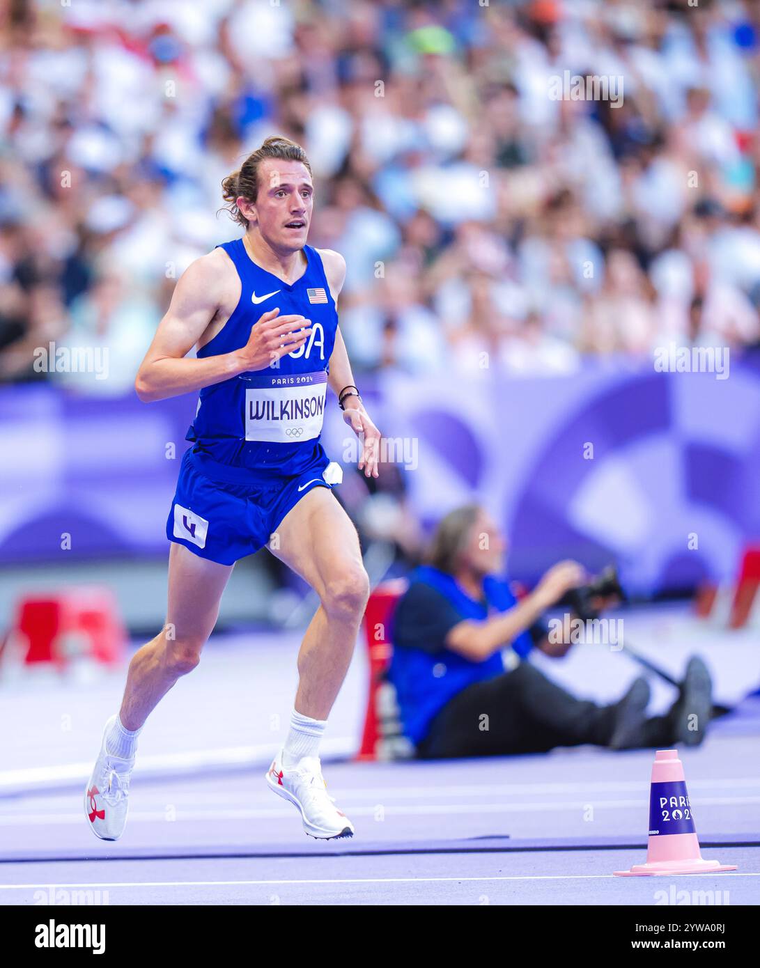 Matthew Wilkinson participating in the 3000 metres steeplechase at the ...
