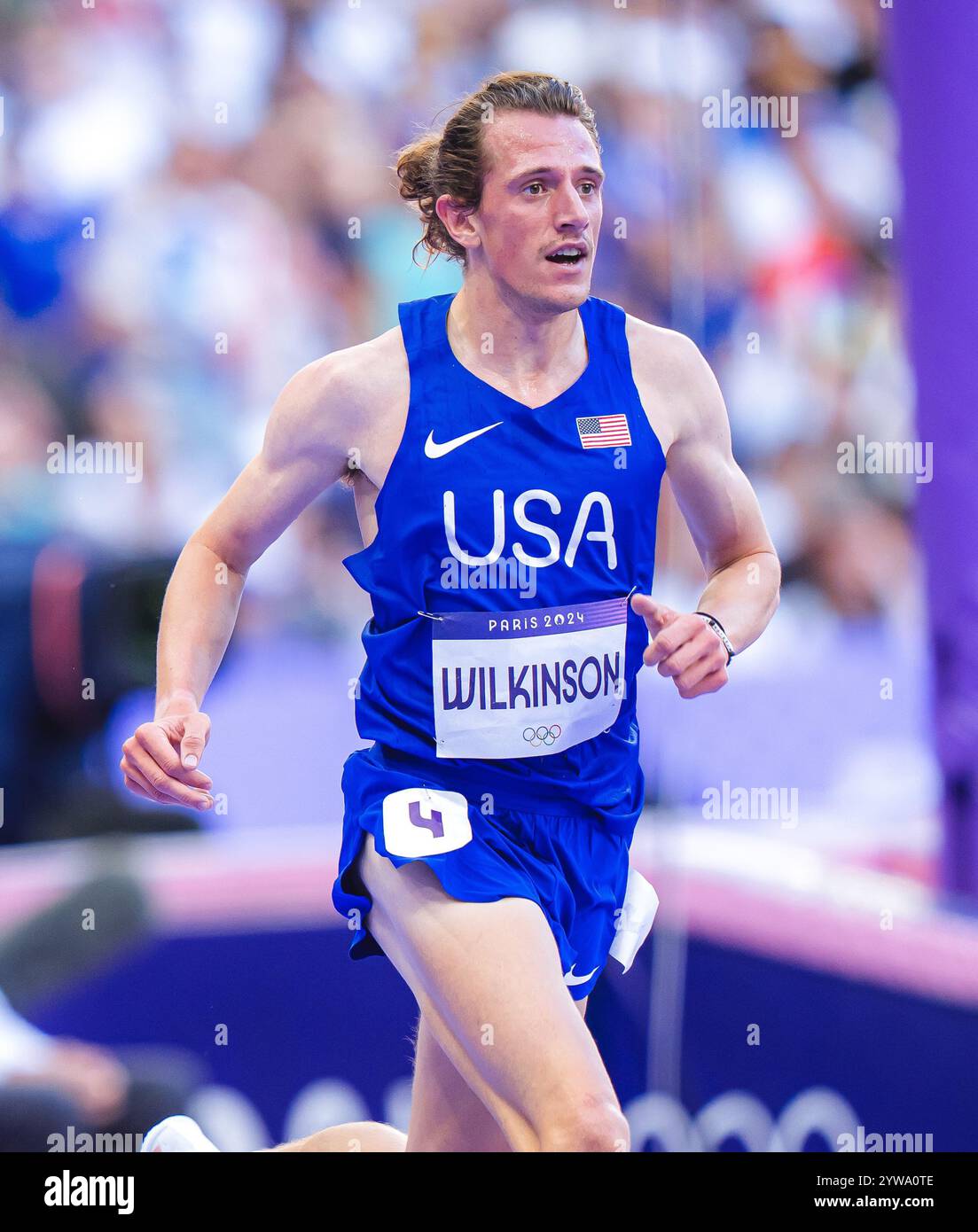 Matthew Wilkinson participating in the 3000 metres steeplechase at the ...