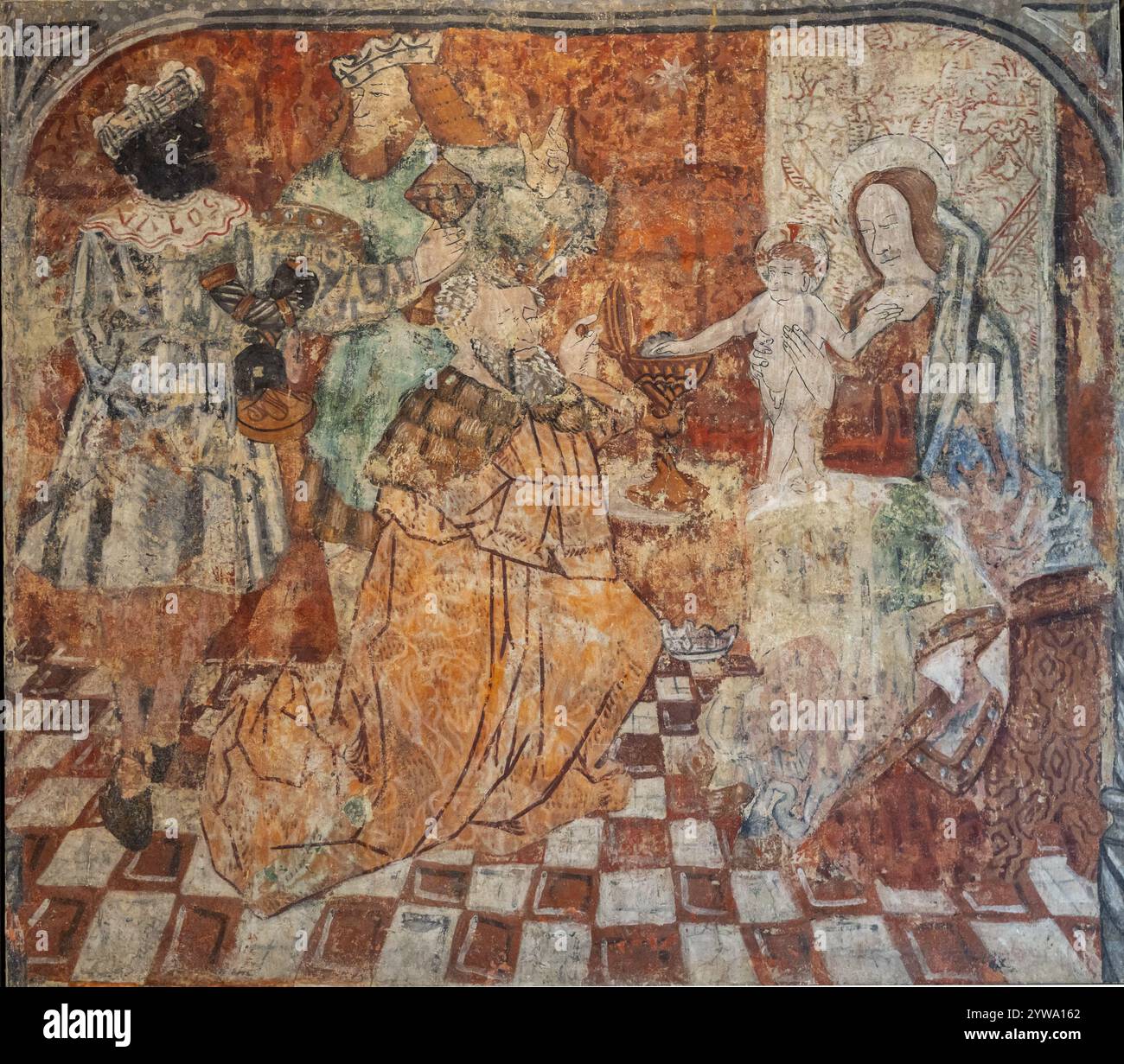 The epiphany, gothic mural painting, 15th century, second master of ...