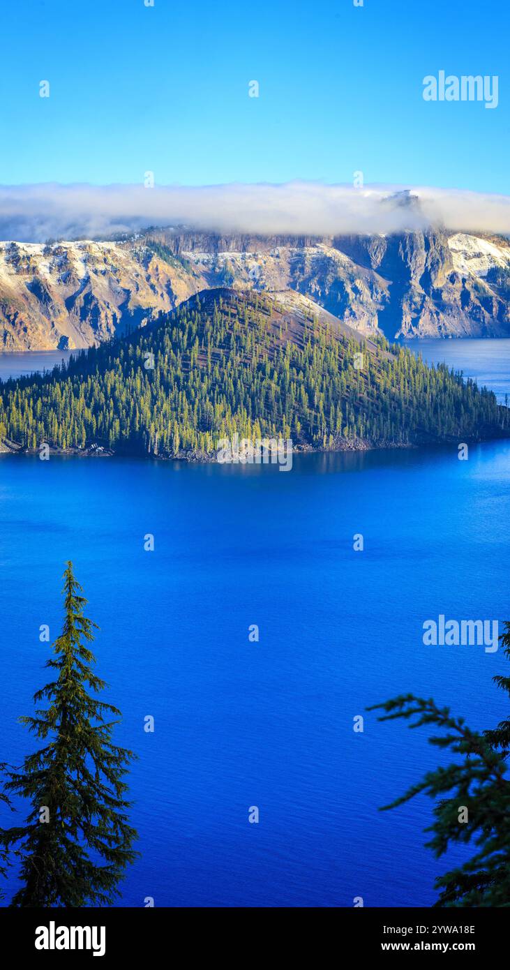 Morning at Crater Lake National Park in Oregon, highlighting the serene ...