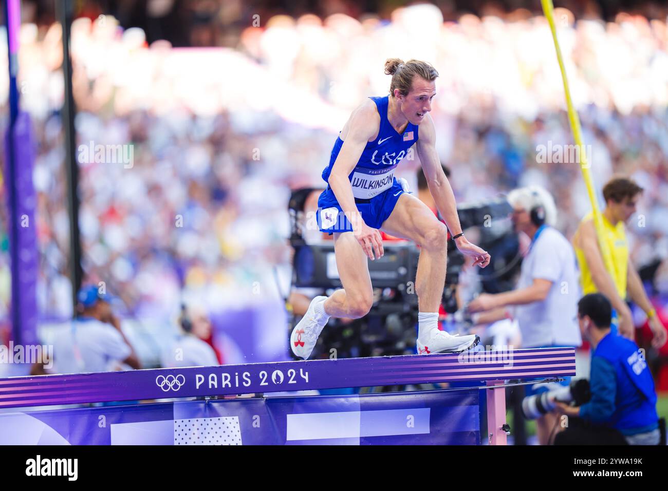 Matthew Wilkinson participating in the 3000 metres steeplechase at the ...