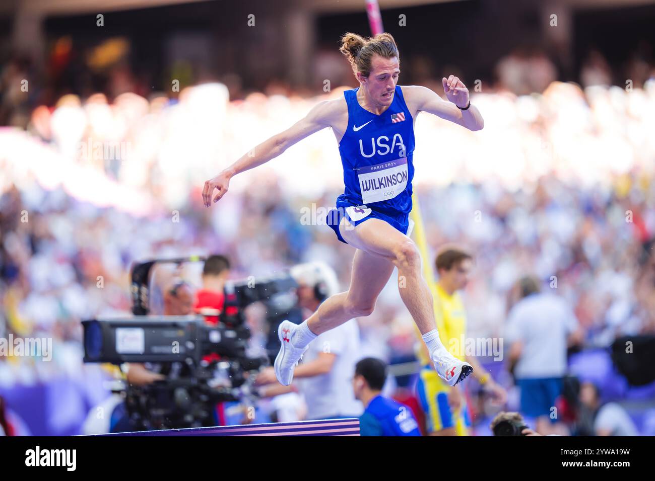 Matthew Wilkinson participating in the 3000 metres steeplechase at the ...