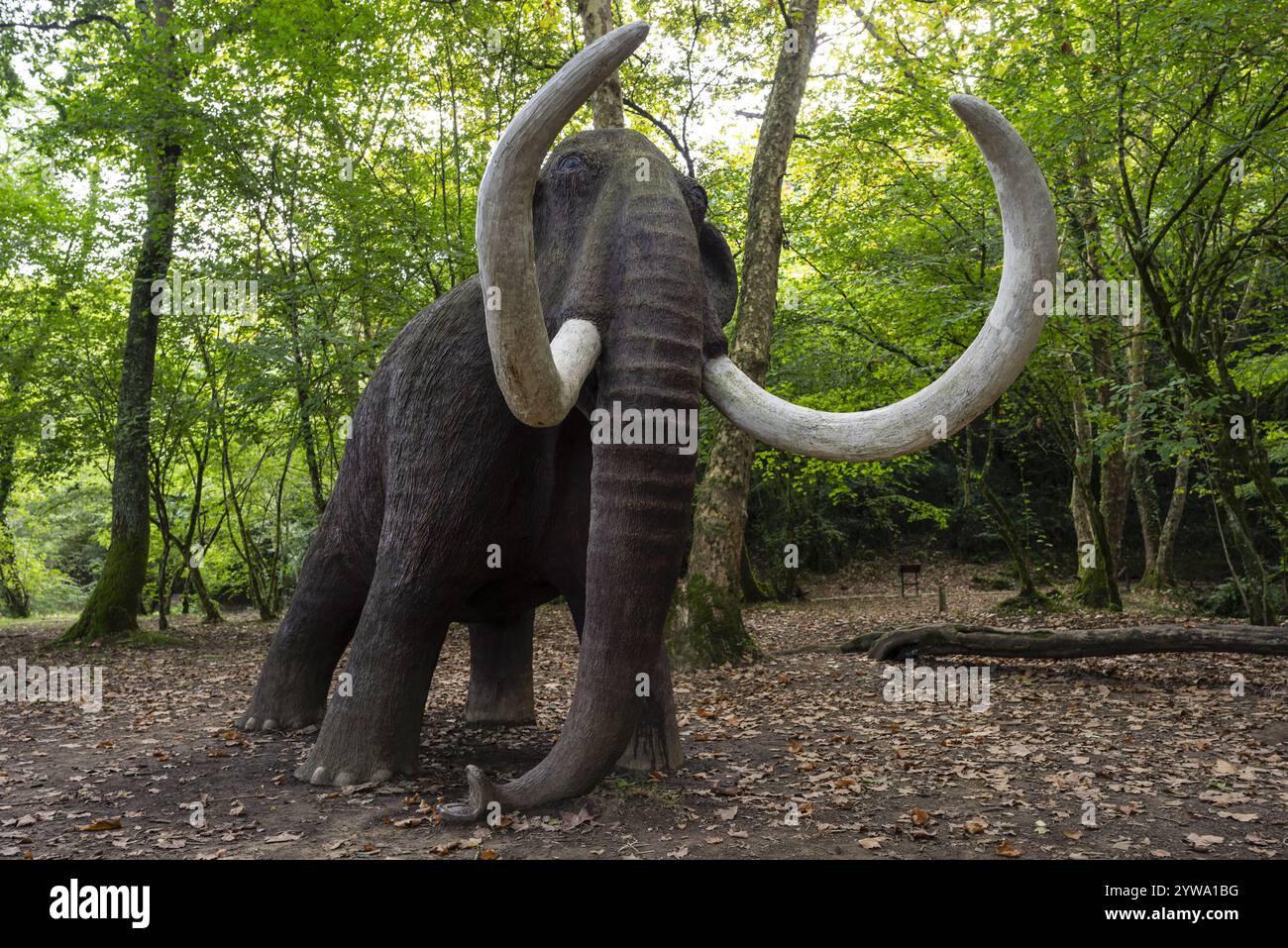 Figure of a life-size mammoth, Paleolithic Park of the Cueva del Valle ...