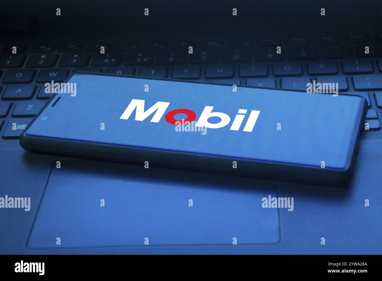 Mobil logo on smartphone Stock Photo - Alamy
