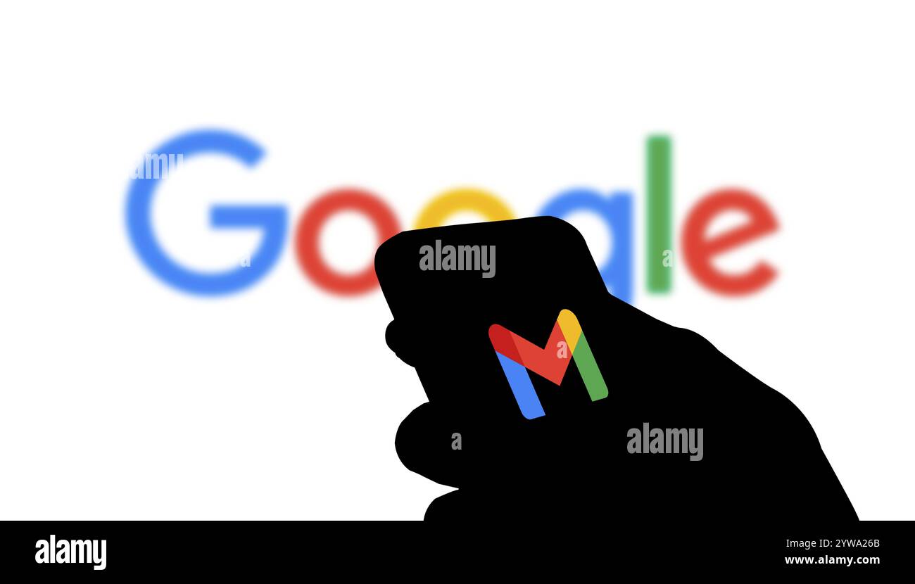 Google product Gmail logo is displaying on smartphone. Gmail is a free ...