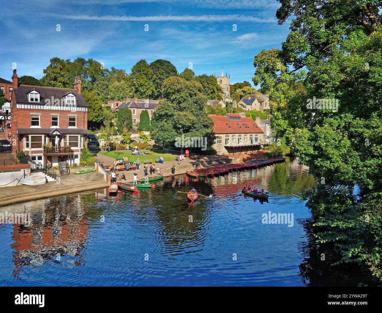 UK, North Yorkshire, Knaresborough, River Nidd from High Bridge Stock ...