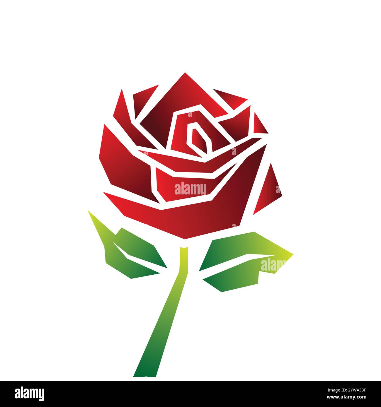 Abstract geometric red Rose logo design template. Vector illustration ...