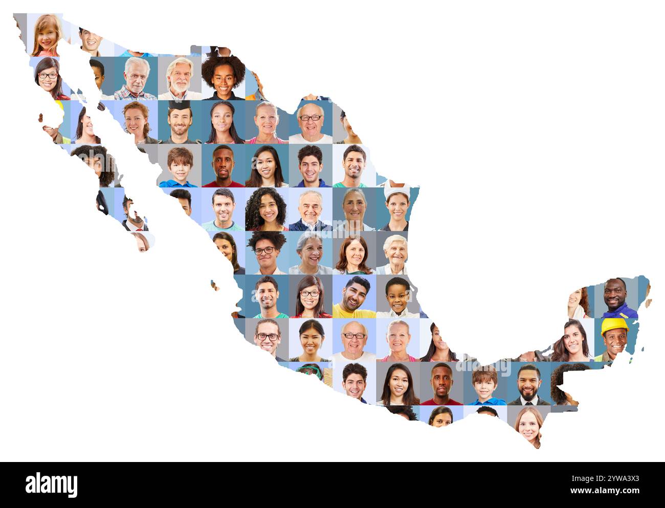 People of many generations in front of subtle backgrounds on map of ...