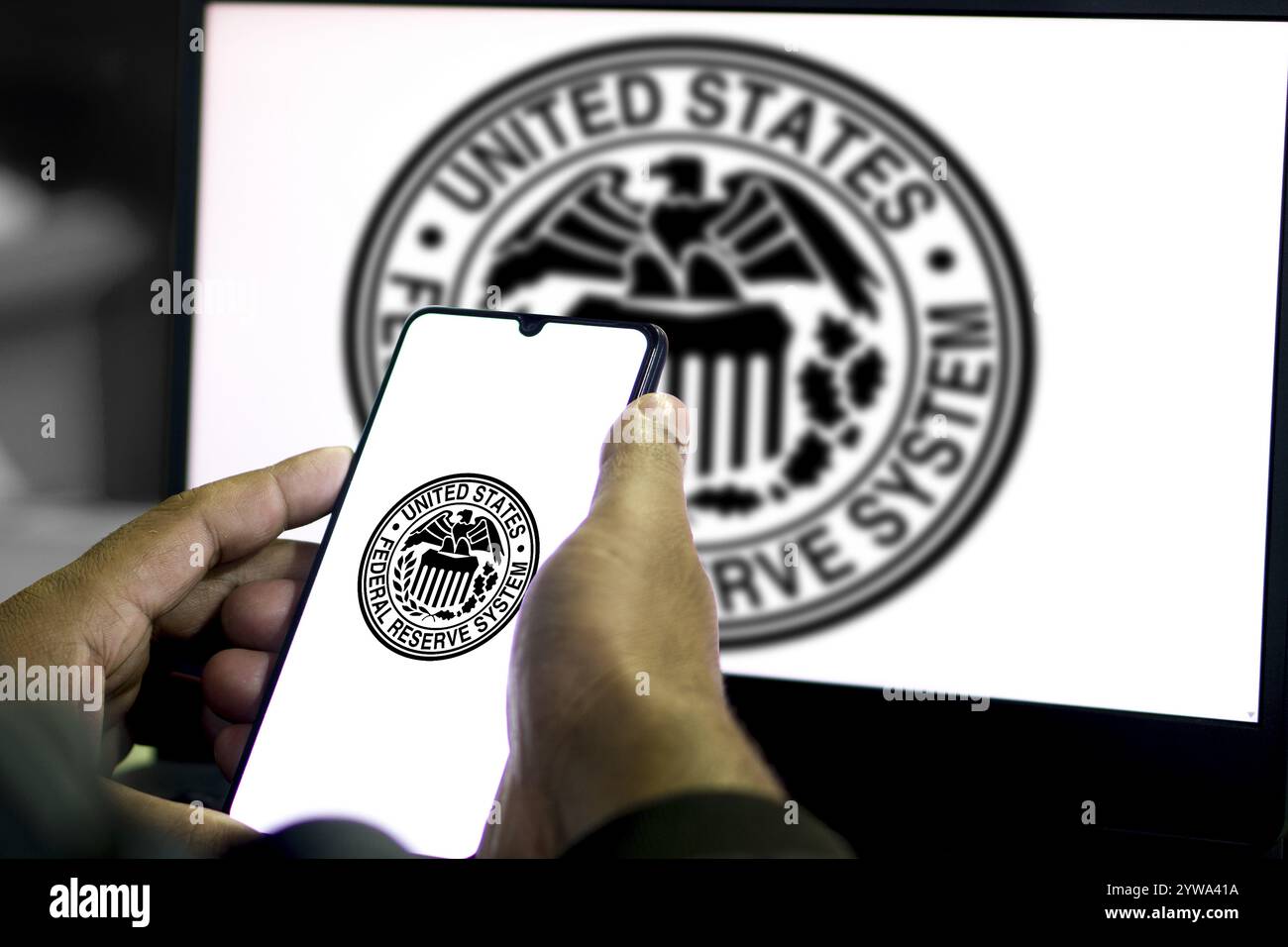 Dhaka, Bangladesh 10 Oct 2024:Federal Reserve System Logo on smartphone ...