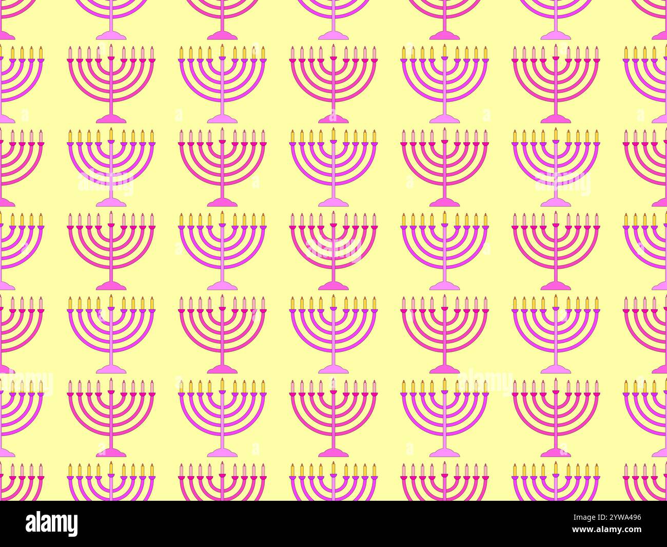 Hanukkah seamless pattern with menorah with nine candle. Jewish ...