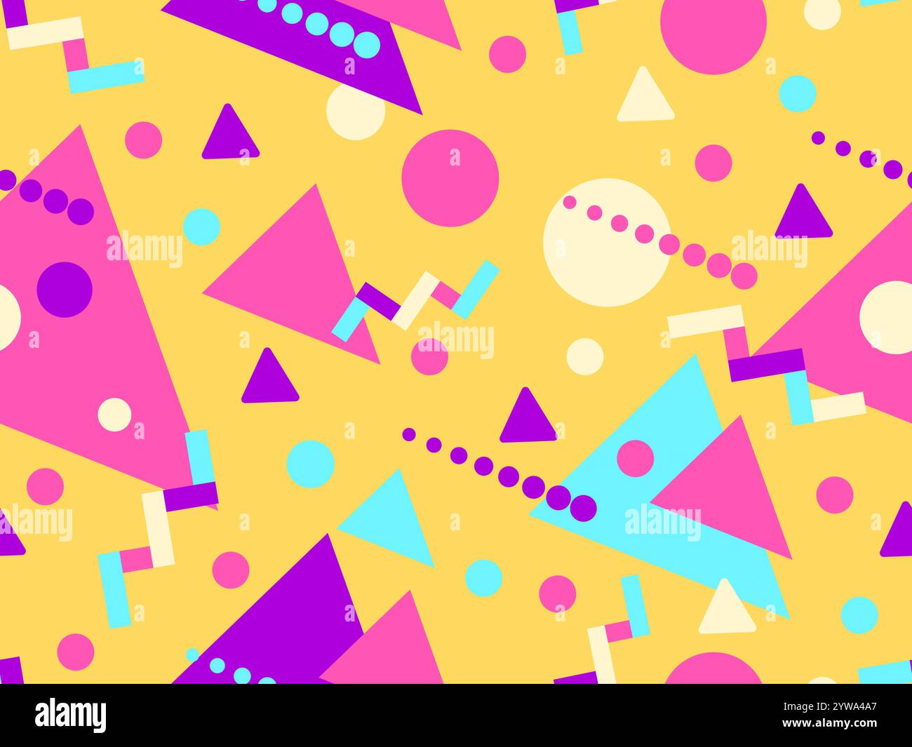 Geometric seamless pattern with memphis elements in 80s style. Colorful ...