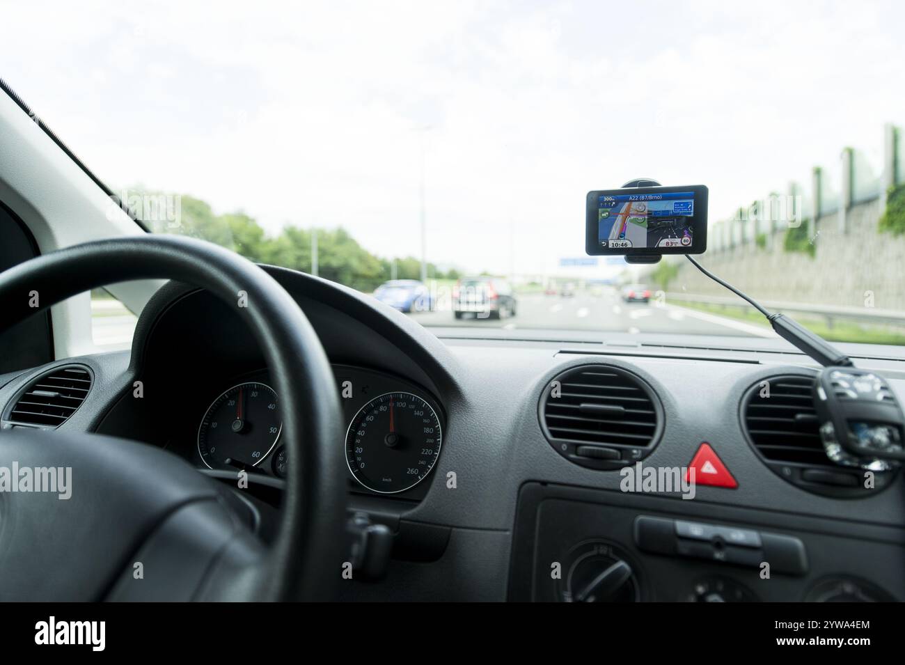 Autofahrt mit Navigationsgeraet, car ride with navigation Stock Photo ...
