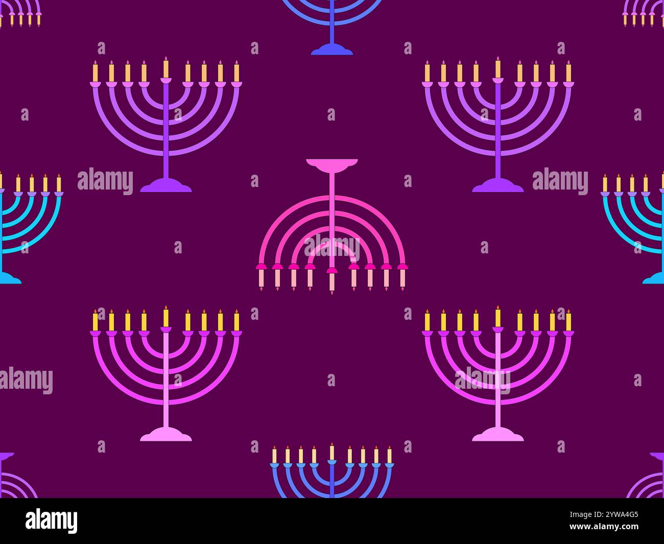 Hanukkah seamless pattern with menorah with nine candle. Jewish ...