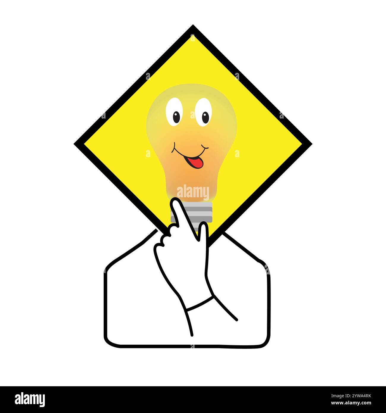 Person with a cute light bulb instead of head and a diamond shaped ...