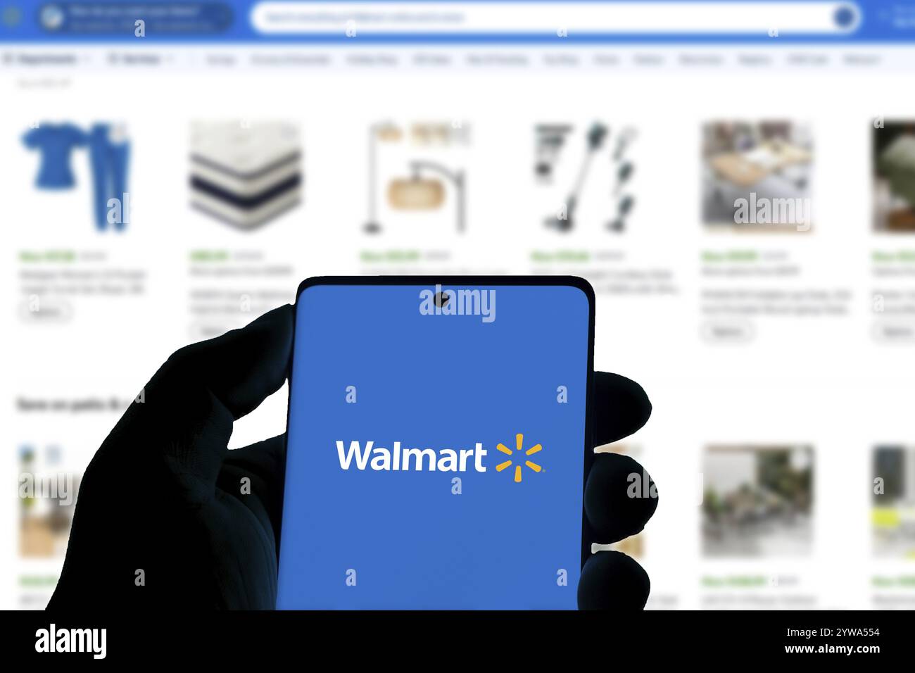 Walmart Plus logo displayed on smartphone screen with Walmart logo in ...