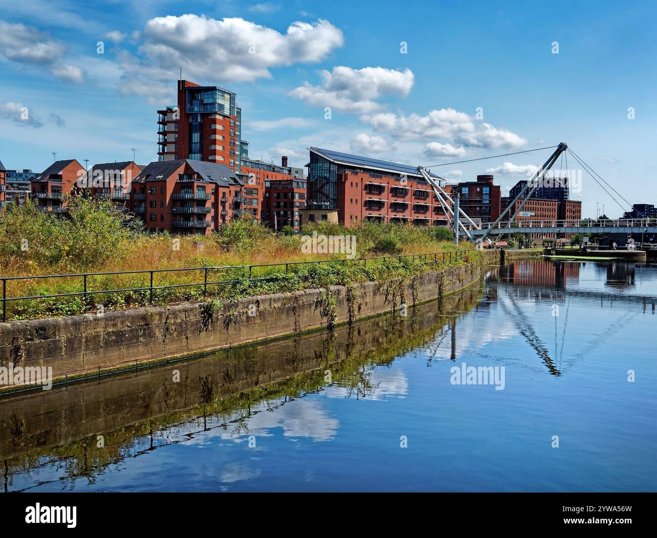 UK, West Yorkshire, Leeds, Aire and Calder Navigation looking across ...