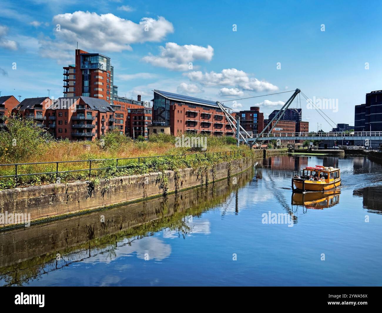 UK, West Yorkshire, Leeds, Aire and Calder Navigation looking across ...