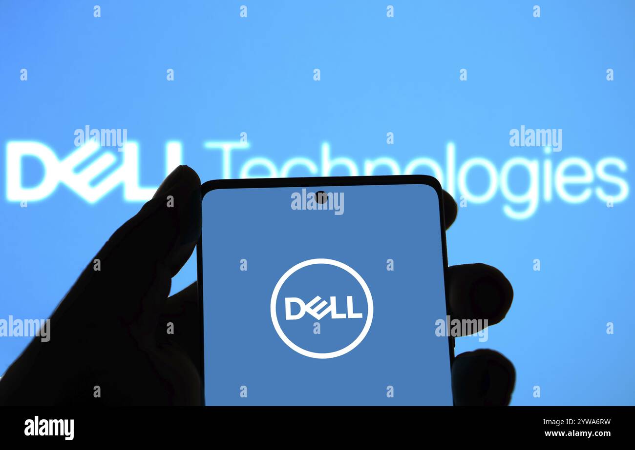 Dhaka, Bangladesh 29 Nov 2024: Dell logo on smartphone, Background dell technologies Stock Photo ...