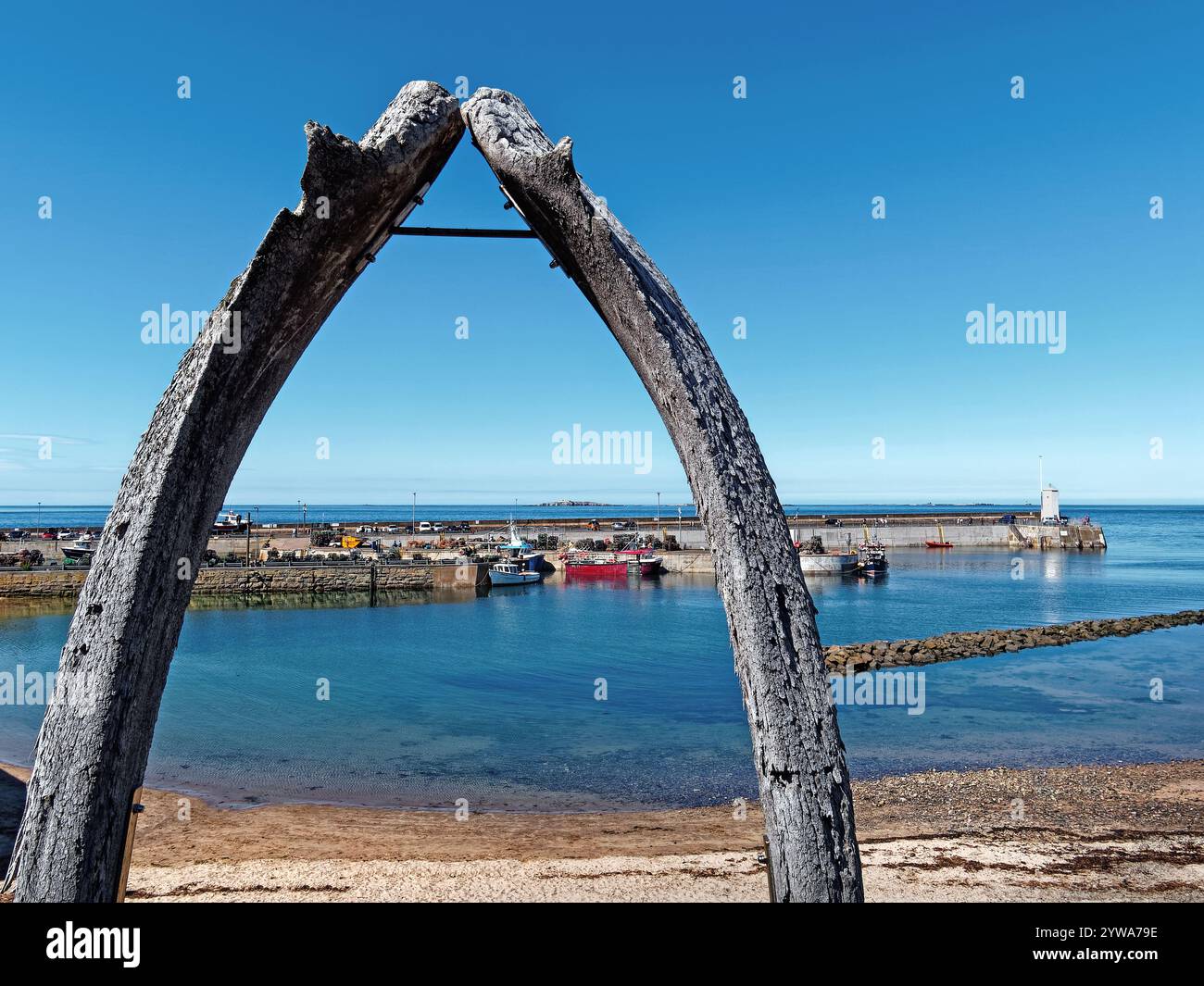 UK, Northumberland, Seahouses, Whale Jaw Bones overlooking North ...