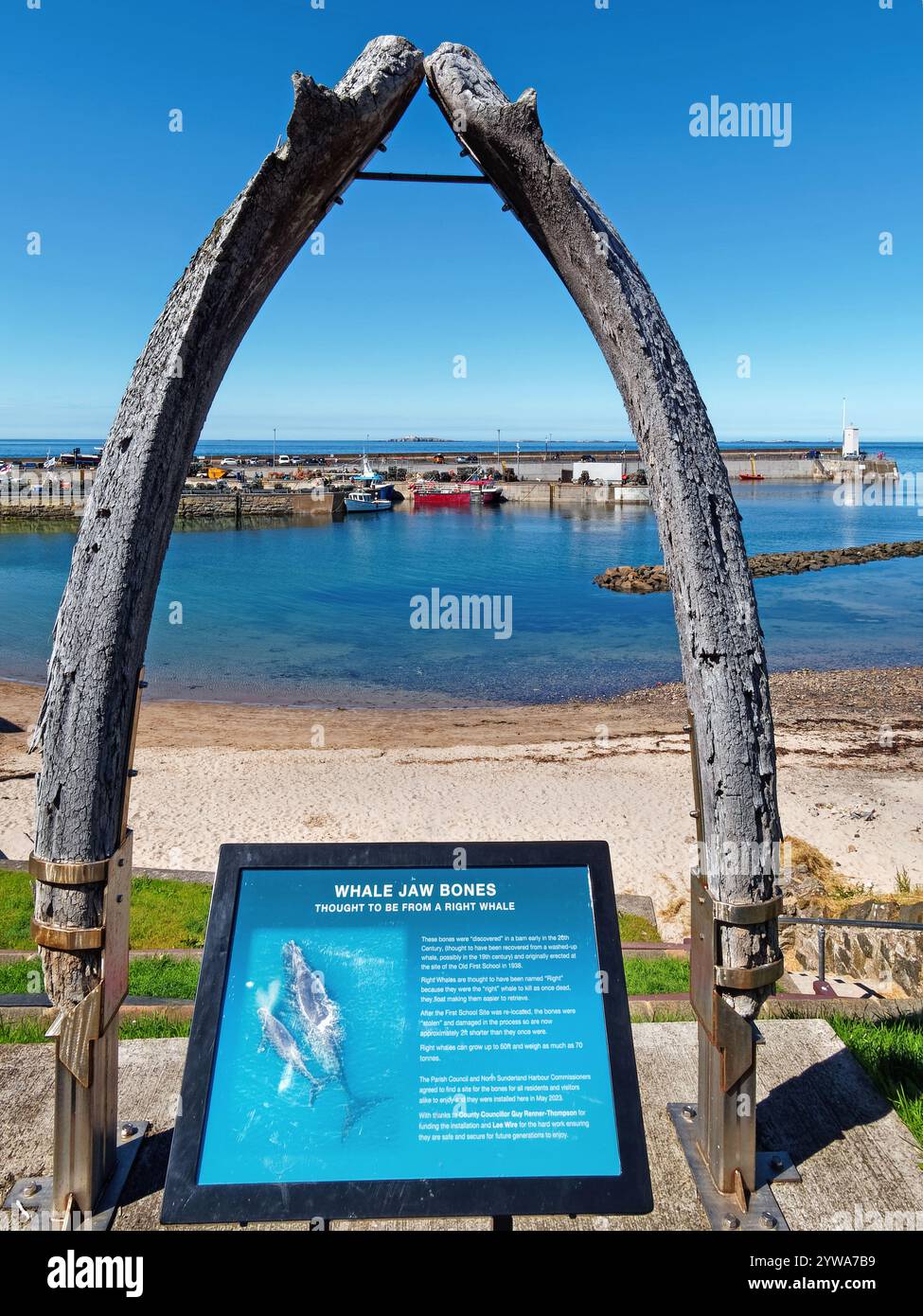 UK, Northumberland, Seahouses, Whale Jaw Bones overlooking North ...