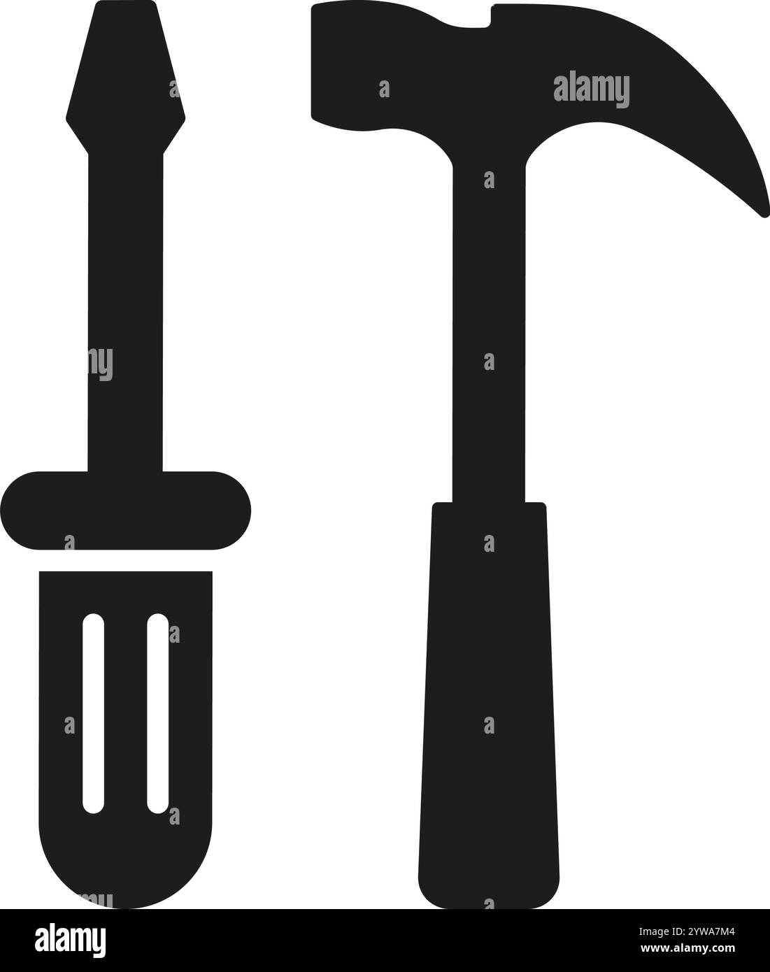 Screwdriver and Hammer Silhouette Icon for Repair Services ...