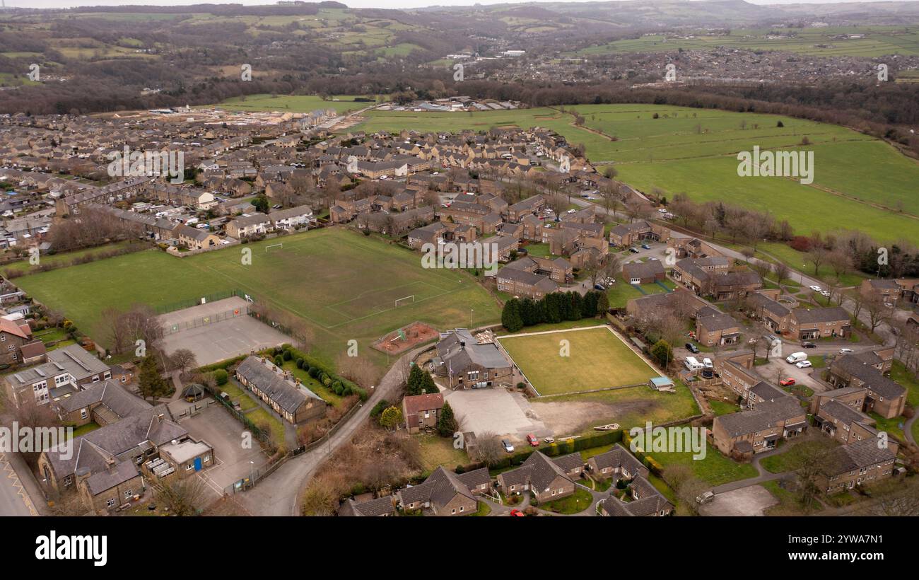 Aerial drone photo of the Village of Netherton near Huddersfield, in ...