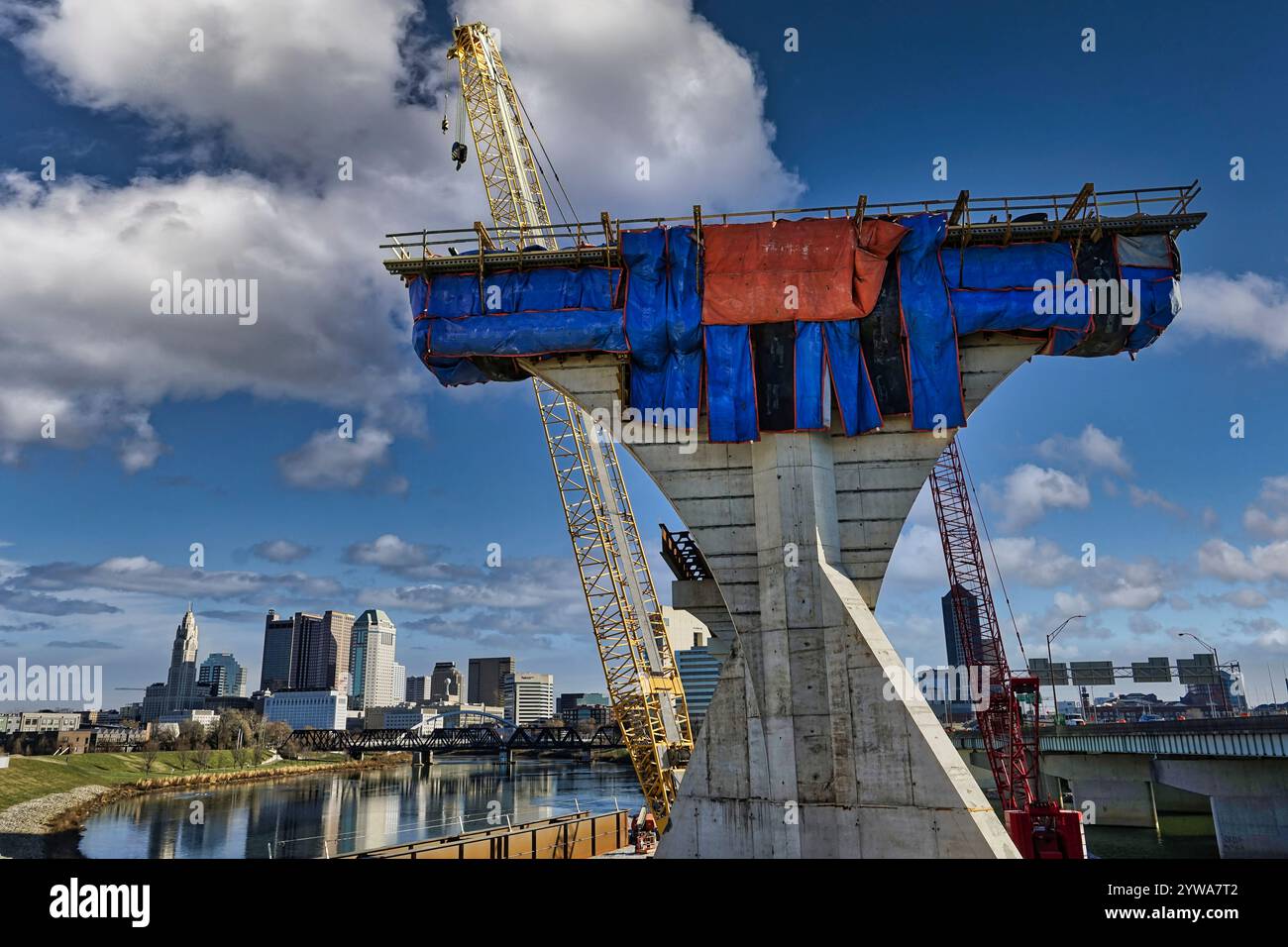 Bridge construction of I70 I71 split in downtown Columbus Ohio 2024 ...