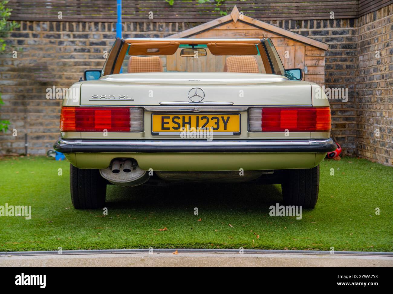 1982 R107 Mercedes 280SL classic German sports car with soft top and ...