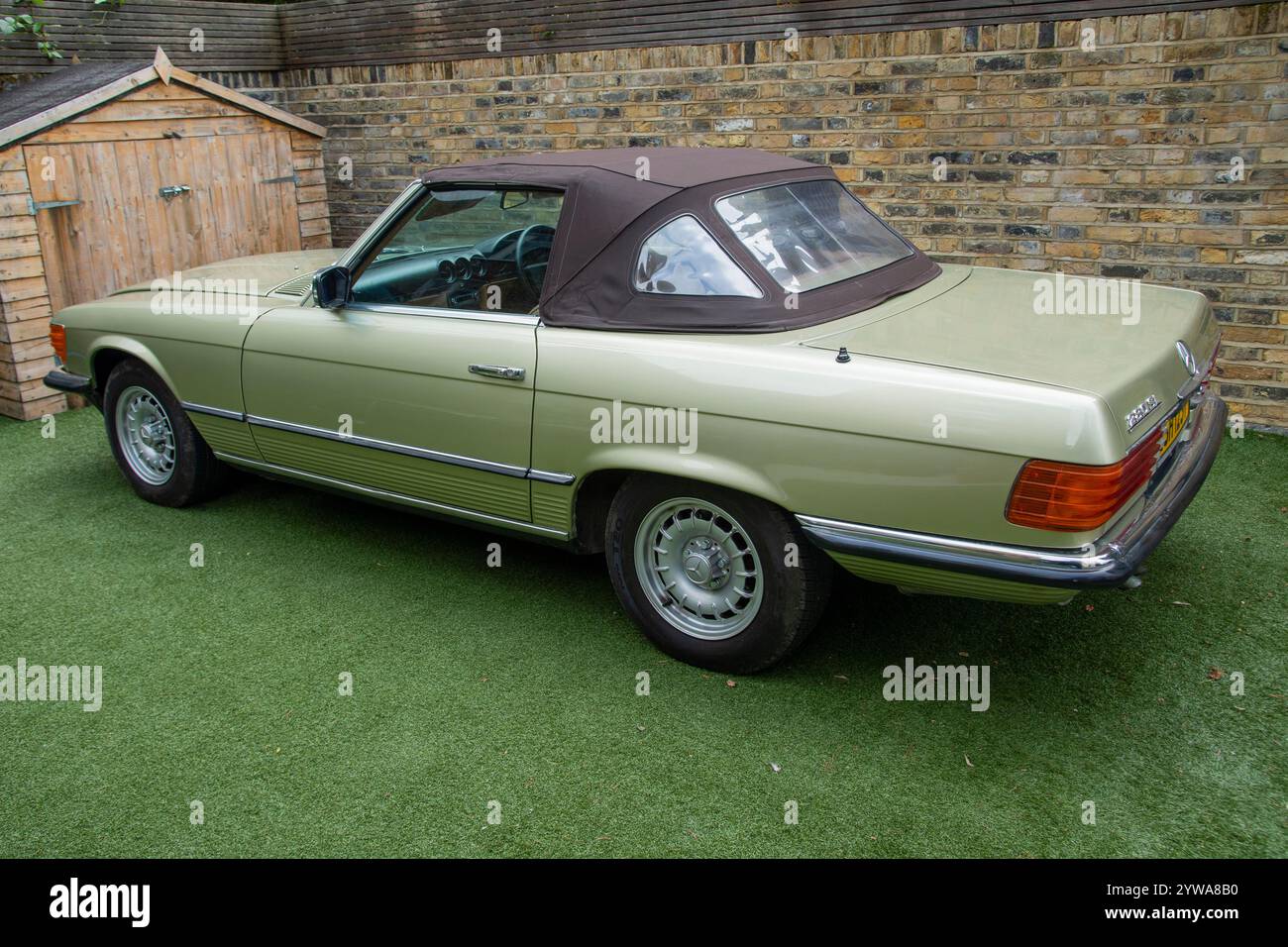 1982 R107 Mercedes 280SL classic German sports car with soft top and ...