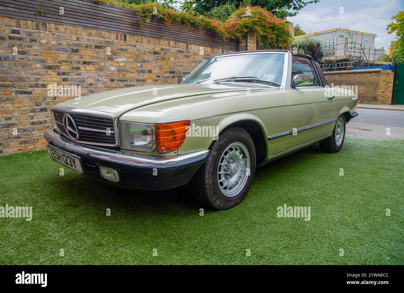 1982 R107 Mercedes 280SL classic German sports car with soft top and ...