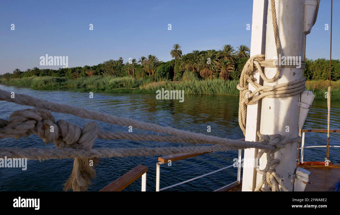 Cruise on the Nile River, view from dahabiah in Egypt Stock Photo - Alamy