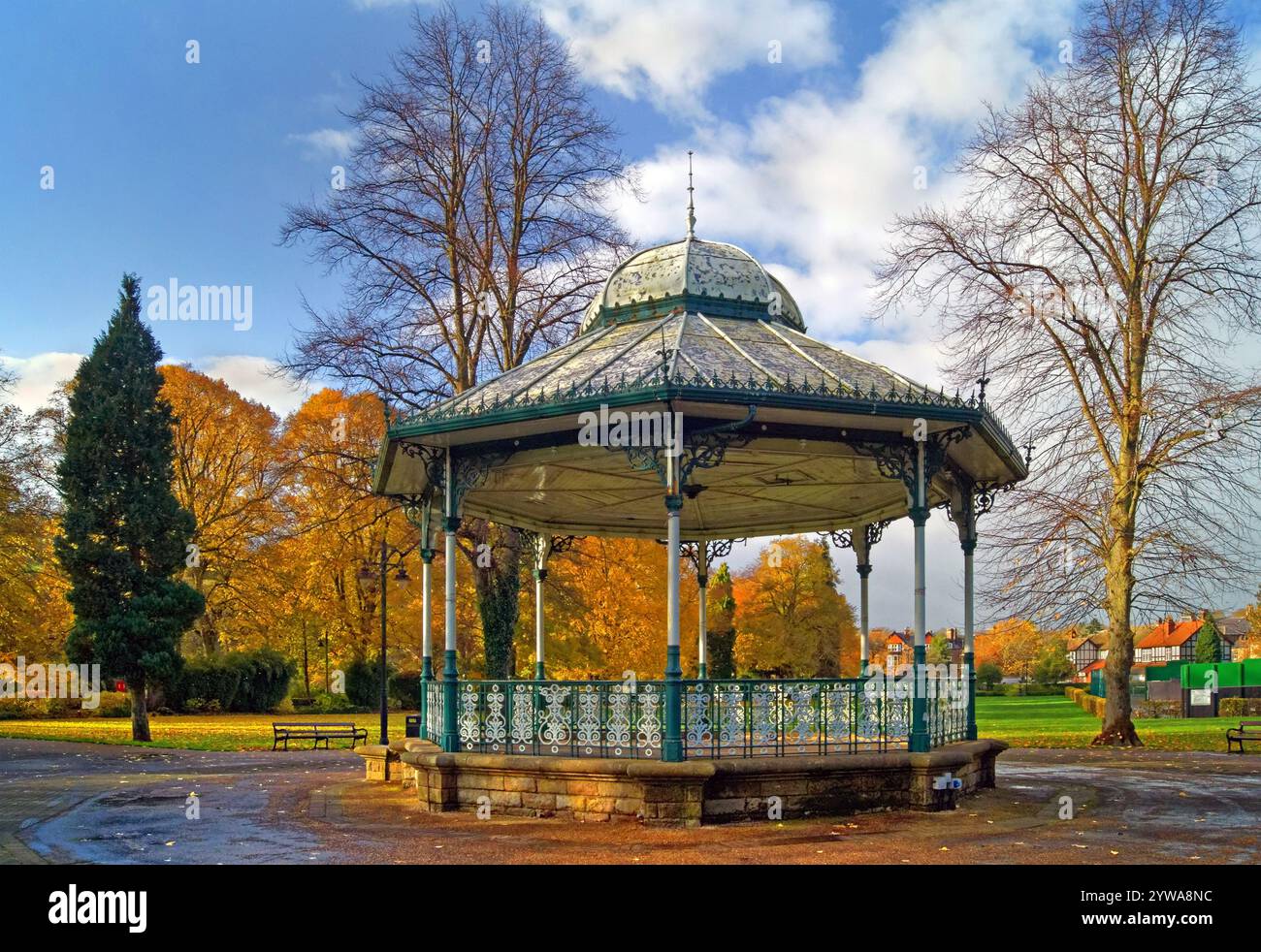 UK, Derbyshire, Peak District, Matlock, Hall Leys Park Bandstand Stock ...
