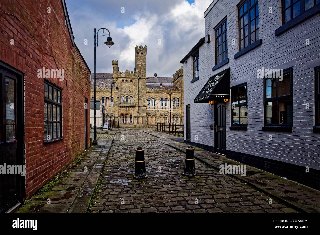 View along Cooper Street to Bury Armoury, Bury, Lancashire Stock Photo ...