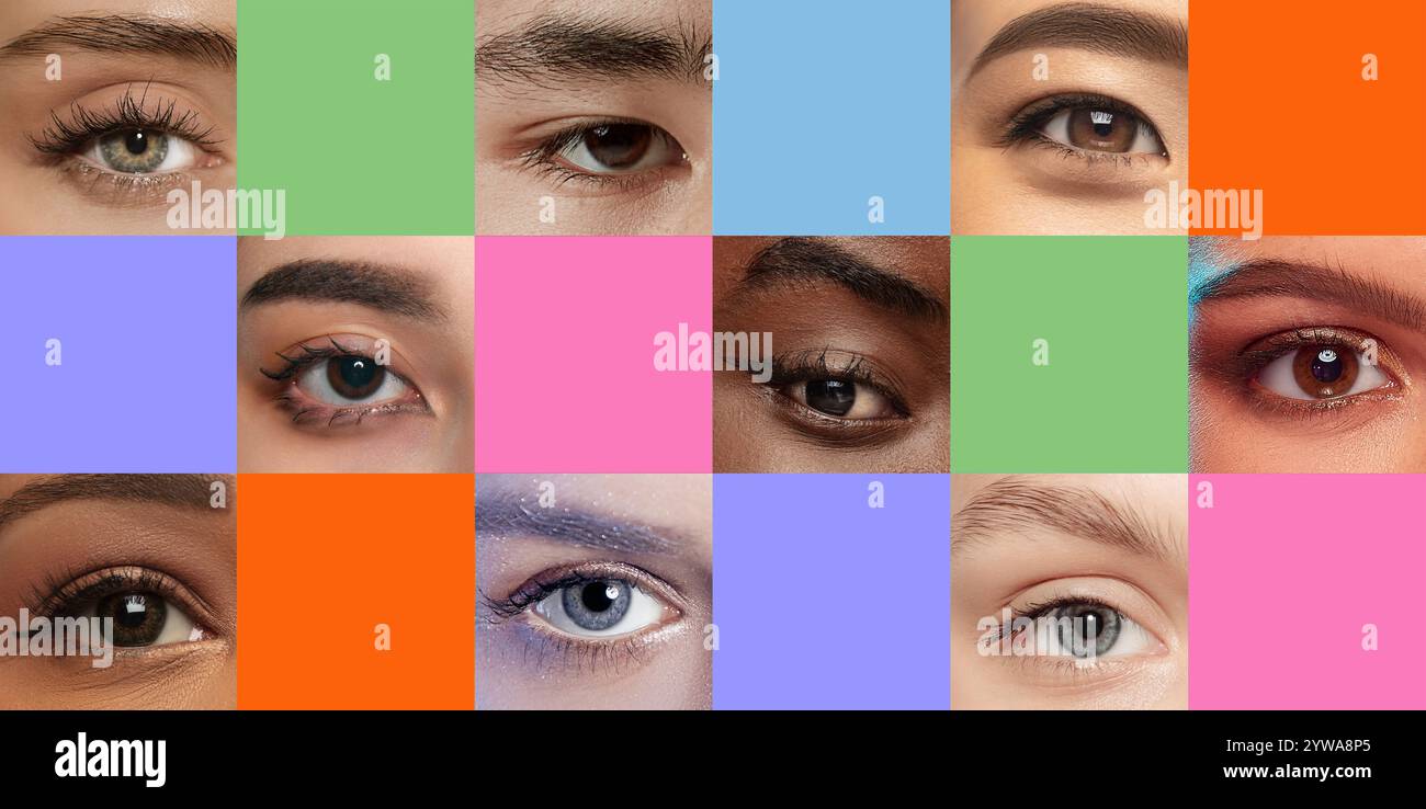 Creative collage made with human eyes of different people, men and ...
