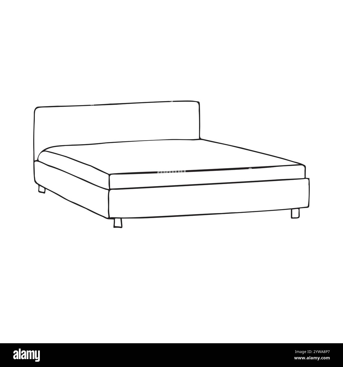 Vector hand drawn sketch doodle outline bed isolated on white ...